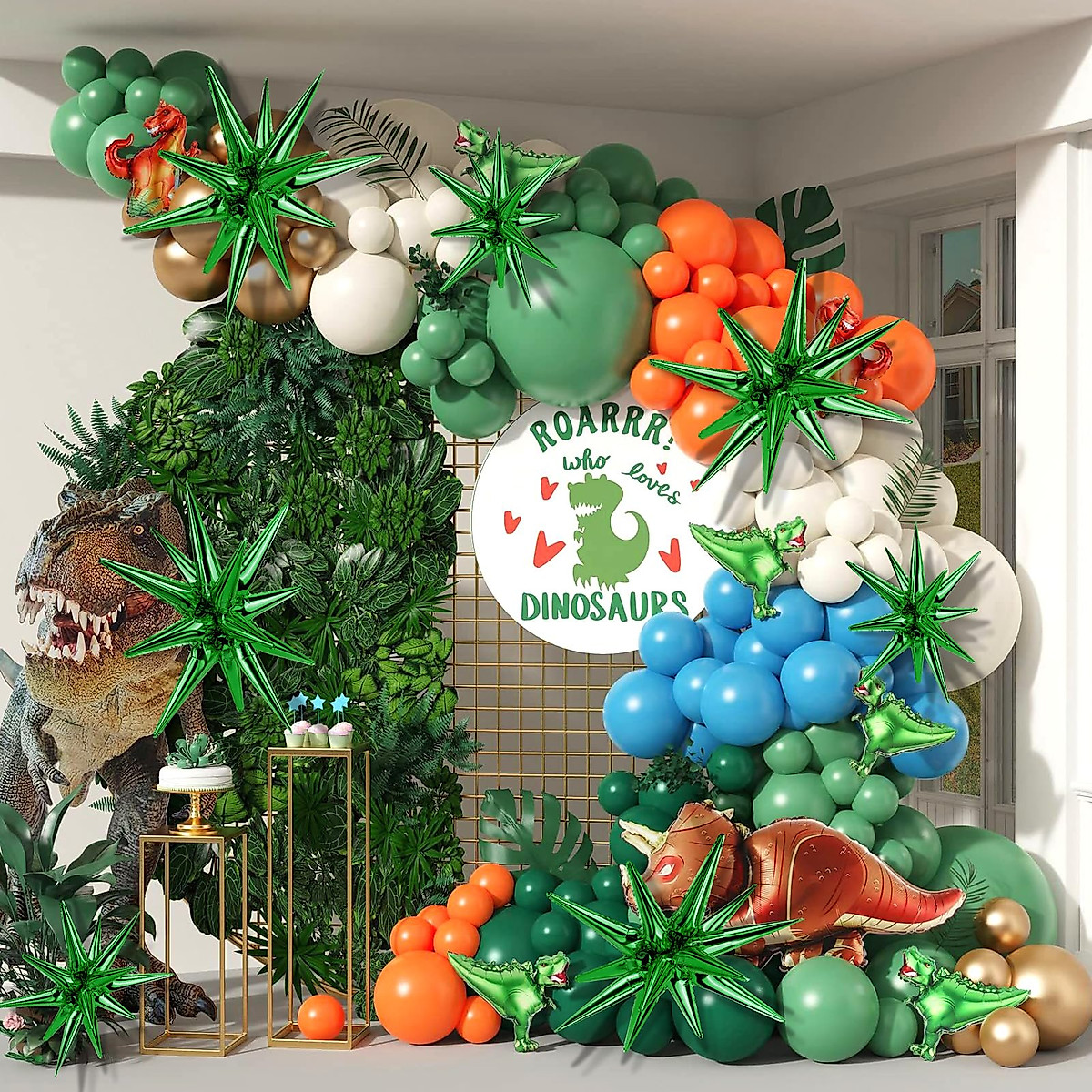 8 Pcs Star Balloons, Huge Green Explosion Star Aluminum Foil Balloons for Birthday, Baby Shower, Green party, Fiesta Party Decorations Supplies