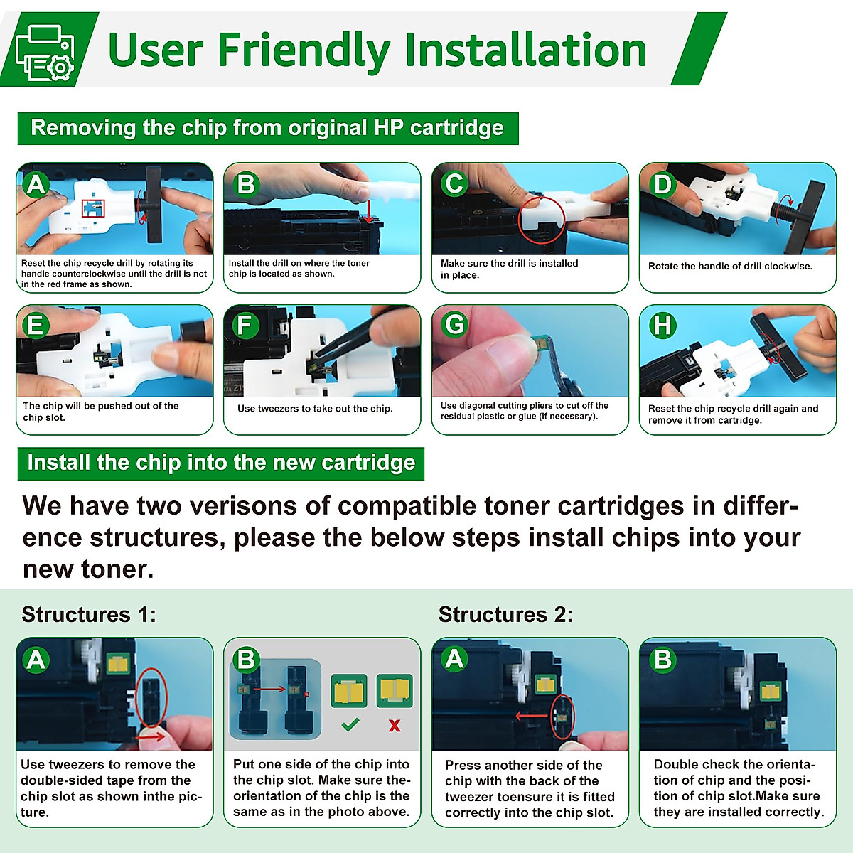 GREENSKY Compatible 414A Toner Cartridge 4 Pack Replacement for HP 414X W2020A W2021A W2022A W2023A for Color Laserjet Pro MFP M479fdw M479fdn M454dw M454dn M479 Printer Ink(Black Cyan Yellow Magenta)
