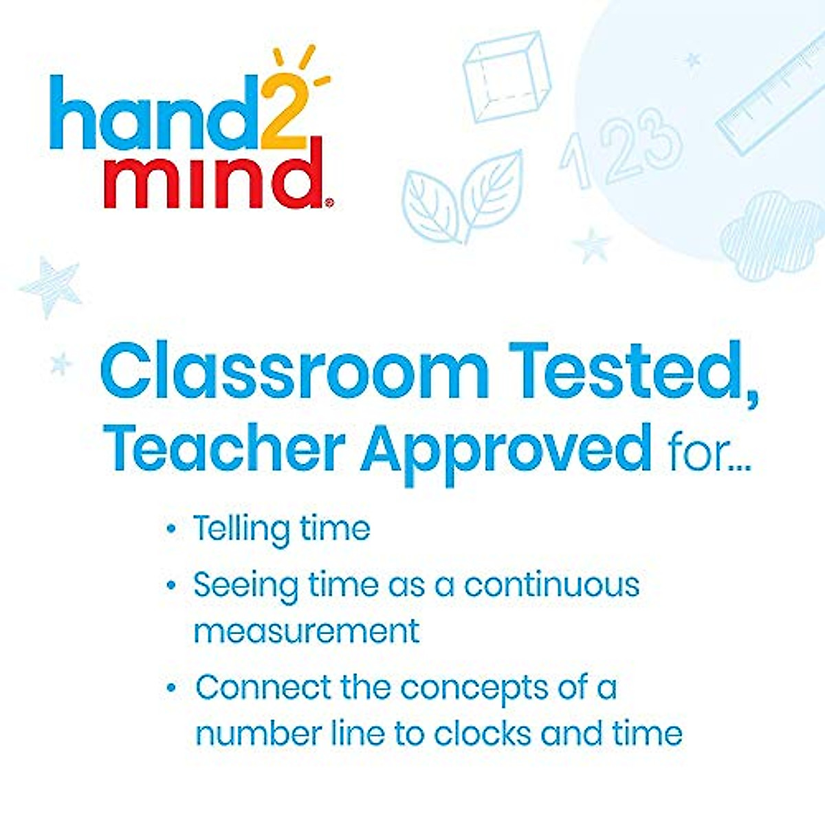 hand2mind - 92286 Number Line Clock for Kids Ages 5-10, Turn A Number Line Into A Clock, Hands-on Way to Go from Counting Numbers to Telling Time, Learning to Tell Time Clock, Homeschool Supplies (Set of 1)