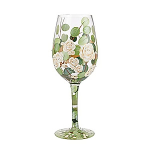 Enesco Designs by Lolita Bouquet in Bloom Floral Hand-Painted Artisan Wine Glass, 15 Ounce, Multicolor