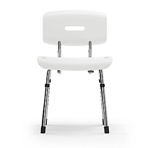 Medline Shower Chair with Backrest and Microban, Ideal for Disabled, Seniors and Elderly, 300 lb. Weight Capacity, White - Comfortable for Shower or Bathtub