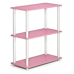 Furinno Turn-N-Tube 3-Tier Compact Multipurpose Shelf Display Rack, Pink/White