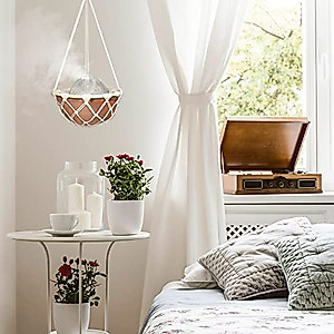 Single Tier Macrame Hanging Fruit Basket, Boho Vegetable Holder for Kitchen Food Storage with Hook, Bohemian Cotton Rope Produce Organizer, Plant Hanger Deocr for Home Bathroom Bedroom Living Room