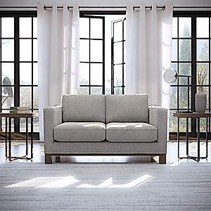 Edenbrook Parkview Upholstered Loveseat with Wood Base-Two-Cushion Design-Contemporary Feel Love Seats, Misty Gray