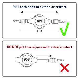 Cable Matters 2-Pack Gold-Plated Retractable Aux Cable - 2.5 Feet