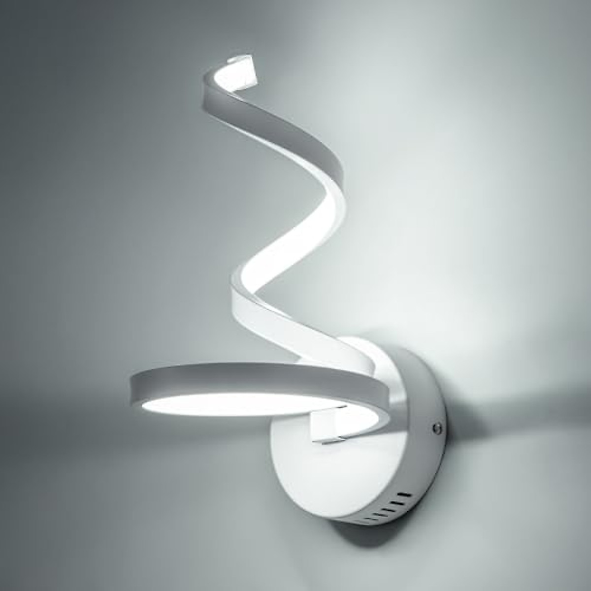 CHYING LED Wall Sconce Modern Spiral Bathroom Wall Light White Wall Lamp 15W Cool White 6500K Indoor Wall Light Fixture for Bedroom Stairs Living Room Hallway