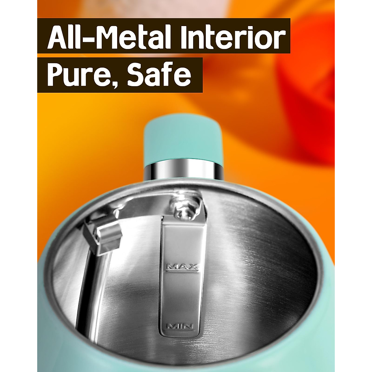 Hazel Quinn 1.7L Electric Kettle with Thermometer, Stainless Steel, 1200W Fast Boil, BPA-free, Cordless, Auto Shut Off - Mint Green