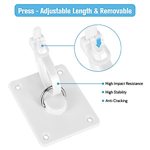Retractable Baby Gates Floor Adhesive Hooks No Drilling (2-Pack) Prevent Babies and Pets from Going Under The Gate, Mesh Dog Gate Ground Anchor Hooks Ideal for Securing to Floors, Stairs | White