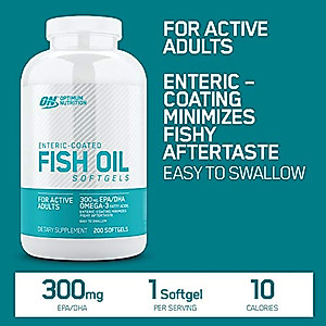 Optimum Nutrition Omega 3 Fish Oil, 300MG, Brain Support Supplement, 200 Softgels (Packaging May Vary)