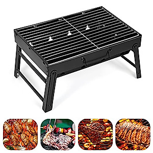 Barbecue Grill, Charcoal Grill Folding Portable Lightweight Barbecue Grill Tools for Outdoor Grilling Cooking Camping Hiking Picnics Tailgating Backpacking Party (Medium)