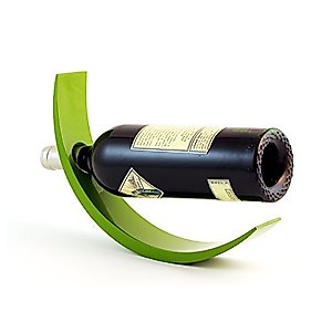 ARC Lacquer Wood Wine Bottle Holder - Balances Wine in The Air, Green