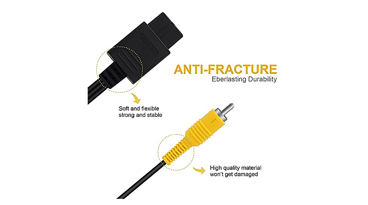 N64 AV Cable for Nintendo 64, GameCube & SNES - 8.2FT Durable RCA Cord