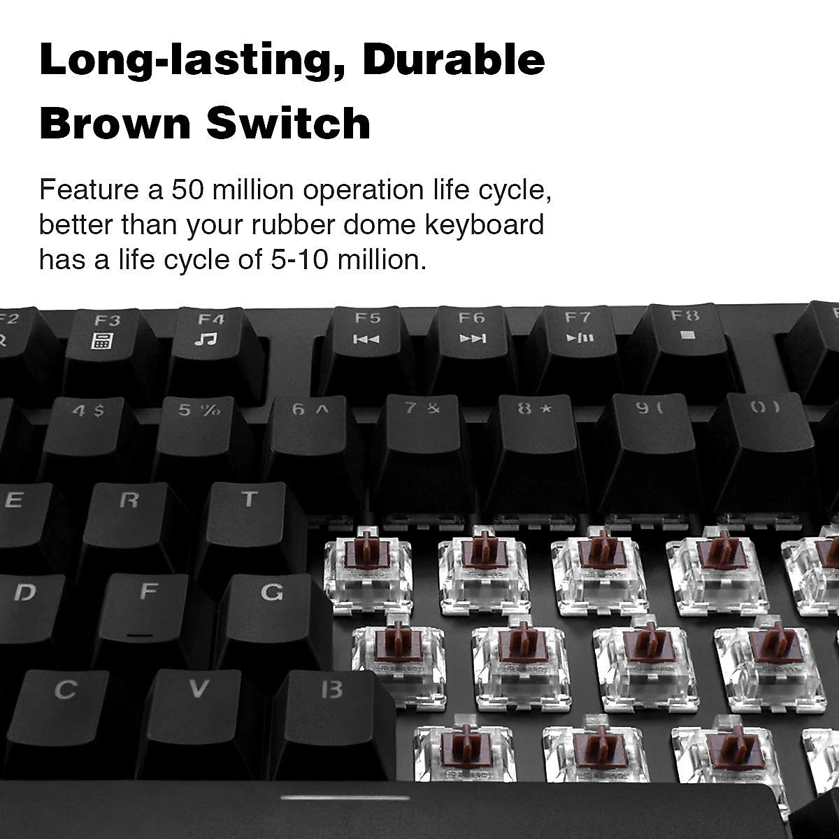 VELOCIFIRE VM01 Mechanical Keyboard 104-Key Full Size with Brown Switches LED Illuminated Backlit Anti-ghosting Keys for Copywriter, Gamer and Programmer