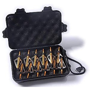 PG1ARCHERY 12 Pack 3 Fixed Blade Archery Hunting Broadheads 100 Grain with Case Arrow Head Screw-in Tips for Compound Bow & Crossbow (Golden)