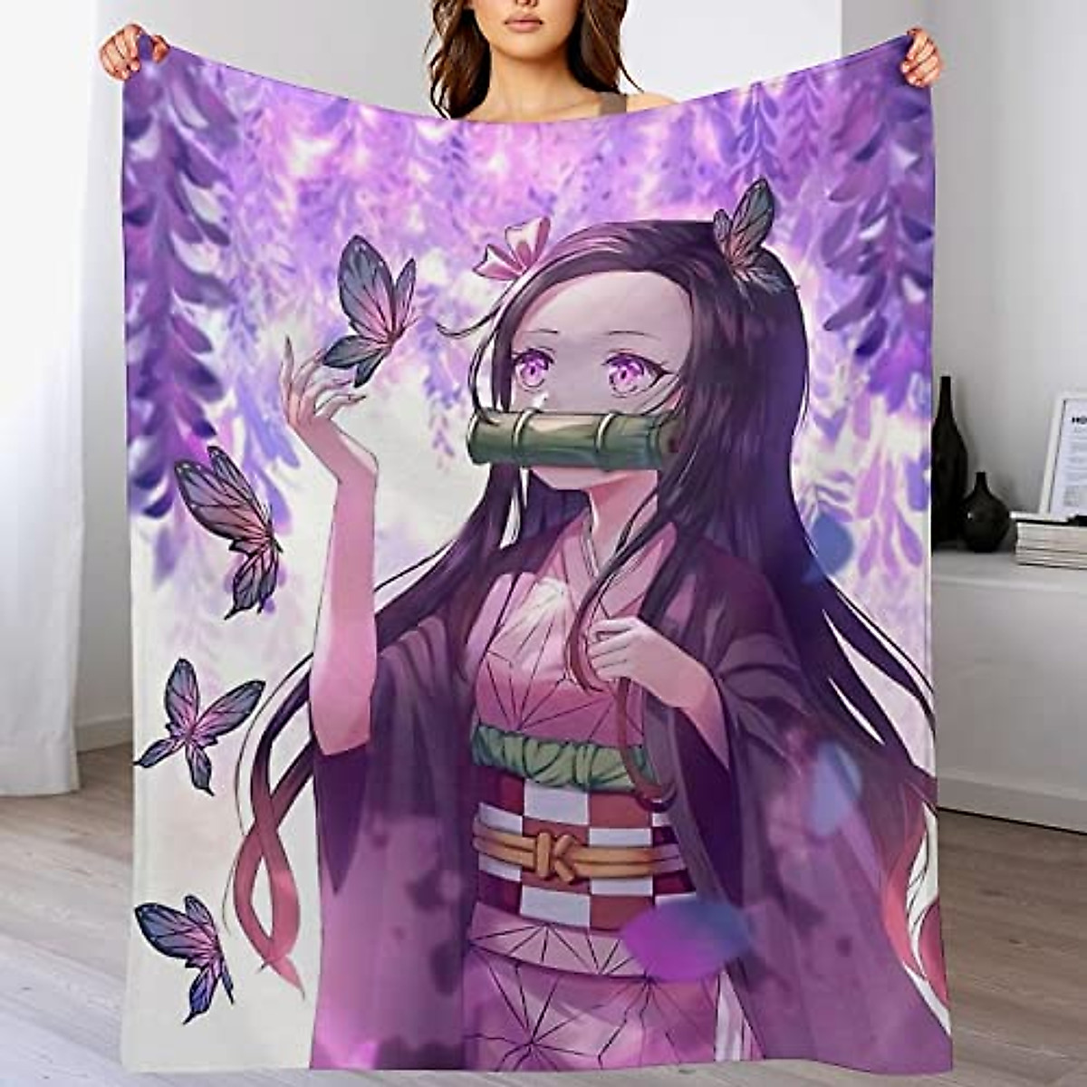 Anime Blanket Cute Blankets Fluffy Fleece Flannel Soft Throw Blankets Cozy Flannel Gift Blanket for Bed Couch Camping All Season 40"x50"