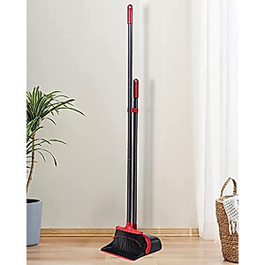 Broom and Dustpan Set, Broom and Dustpan, Broom and Dustpan Set for Home, Upgrade 52" Long Handle Broom with Stand Up Dustpan Combo Set for Office Home Kitchen Lobby Floor Use, Dust pan and Broom Set