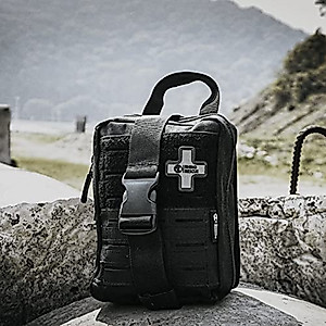 RHINO RESCUE IFAK First Aid Trauma Kit Molle Medical Pouch for Tactical Military Car Travel Hiking (Black)