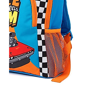 Hot Wheels Kids Backpack | Girls Boys Orange Blue Car Race Wheels Rucksack | Luggage Sports School Bag with Adjustable Straps | Racer Merchandise Gifts