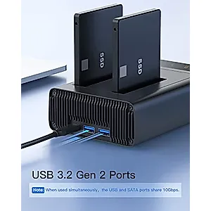 Inateck USB 3.2 Gen 2 Hard Drive Docking Station, ONLY for 2.5" SATA SSD/HDD, with Software Clone Function