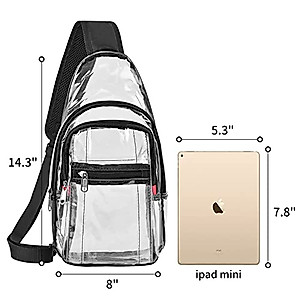 Oraben Clear Backpack Stadium Approved Clear Bag, Small PVC Crossbody Shoulder Backpack Clear Sling Bag Chest Bag for Festivals and Games