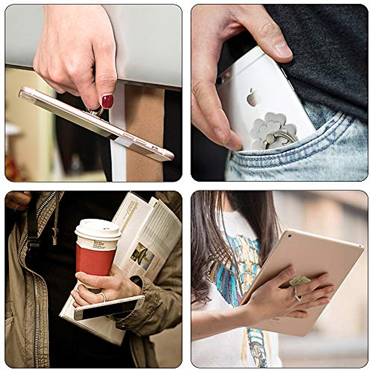 SENHAI Cell Phone Ring Stand Holder, 5 Pack 360° Rotation Metal Universal Finger Ring Grip Stand Holder Compatible with iPhone Xs Max XR X 8 7 6 6s Plus Ipad Samsung Tablet Smartphones - 5 Colors