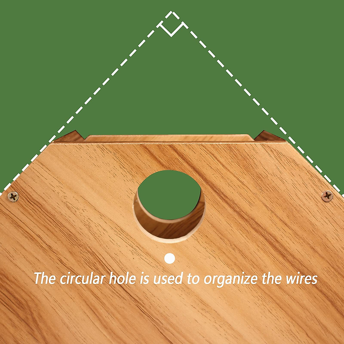 KUAIYU Triangle Monitor Stand Riser, Wooden Triangle Desktop Computer Stand with Office Organization, Walnut Color