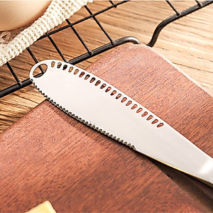 HANSWARE Butter Knife,Butter Cutter Slicer Stainless Steel Butter Knife Spreader,3 In 1 Multi Function Cheese Knife Easy Spread Butter Curler Knife For Cold Butter,Peanut. (2 PCS)