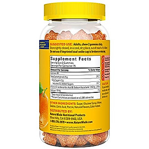Nature Made Vitamin C 250 mg, Dietary Supplement for Immune Support, 150 Gummies, 75 Day Supply