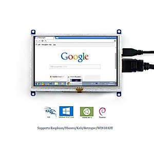 5inch HDMI LCD (B) for Raspberry Pi 800x480 Resolution Resistive TFT Touch Screen Display HDMI Interface for Raspberry Pi 3/2/1 Model B B+ A+ Zero, BB Black, PC Various Systems Windows 10/8.1/8/7