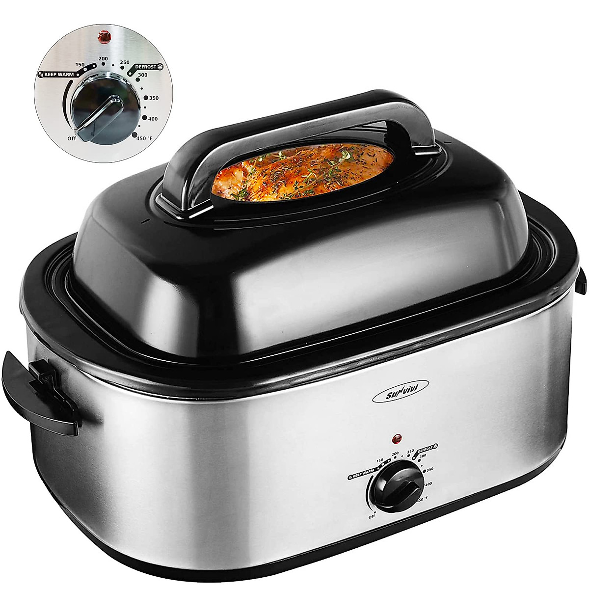 24 Quart Turkey Roaster Oven with Removable Pan and Rack & Triple Slow Cooker Food Warmer