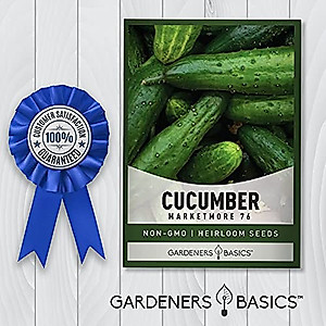 Cucumber Seeds for Planting - Marketmore 76 - Cucumis sativus Heirloom, Non-GMO Vegetable Variety- 1 Gram Seeds Great for Outdoor Gardening by Gardeners Basics