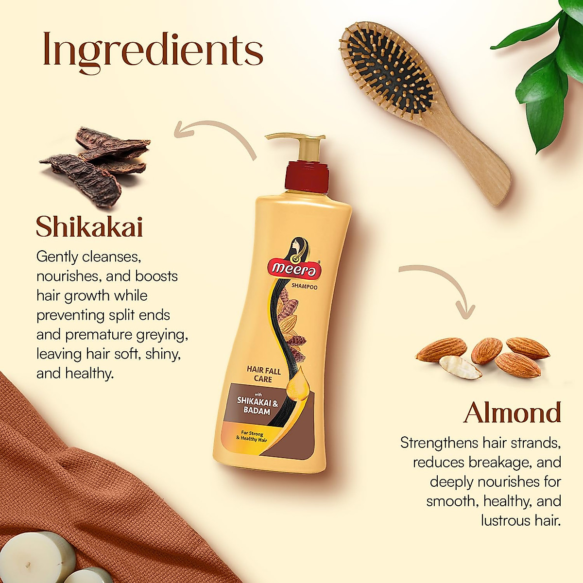 Meera Hairfall Care Shampoo with Shikakai and Badam (Acacia and Almond) 340 milliliter