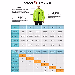 BALEAF Mens Cycling Rain Jacket Windbreaker Waterproof Running Gear Golf Mountain Biking Hood Lightweight Reflective Yellow 2XL