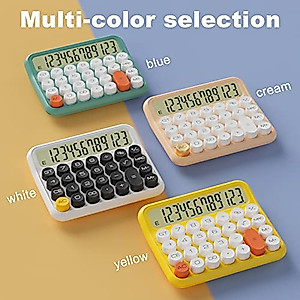 Mechanical Calculator 12 Digit Extra Large 5-Inch LCD Display, DECKLIT Battery Desk Calculator, Big Buttons Easy to Press Use as Office Calculators Desktop, 15°Tilt Screen for Kids Calculator(Cream)
