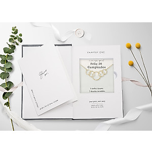 50th Birthday Gift for Women 5 Rings 5 Decade Necklace (in Spanish) Collar Regalo para Mujer Mama Jewelry for Mom Wife Daughter Sister Best Friend Ideas Turning 50-Year-Old Sterling Silver / Gold