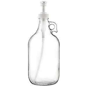 Half Gallon Glass Pump Dispenser Bottle, Large Jug with Pump for Laundry Soap Dispenser, Liquid Detergent, Fabric Softener, Syrup Pump - 64 oz Capacity - by Kitchentoolz