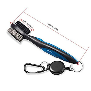 SportsGenics Golf Brush (Pack of 2) with a Golf Club Groove Sharpener - Double Sided Golf Club Cleaner - 6 Head Golf Groove Sharpener for Sharpening - Golf Club Cleaning kit - Golf Accessories