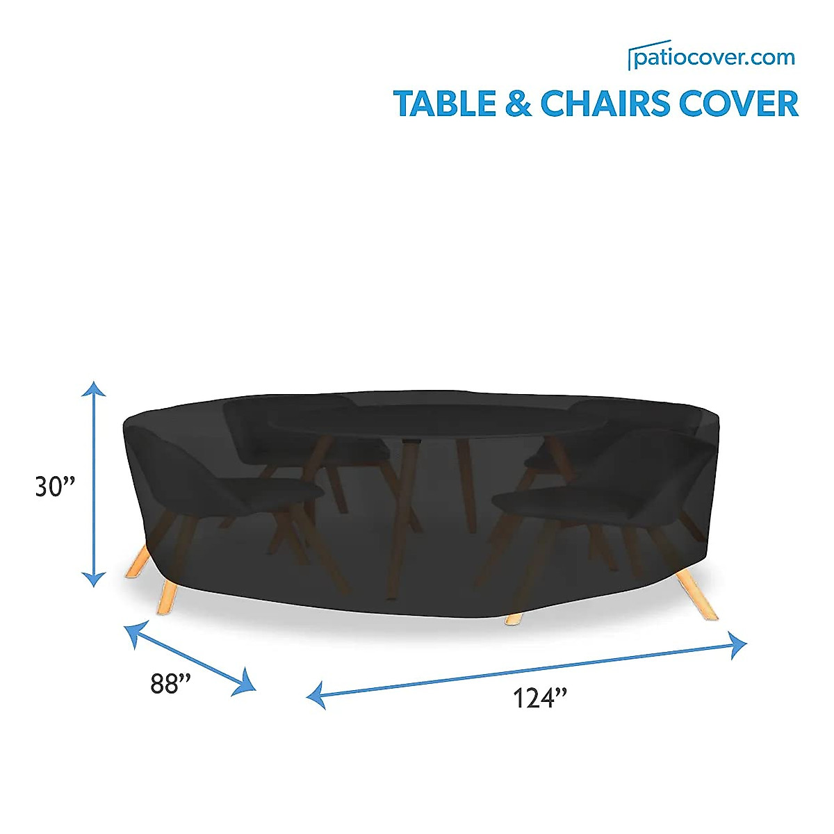 Patio Extra Large Waterproof Round Oval Table & Chair Cover - Outdoor Patio Table Chair Combo Washable - Heavy Duty Furniture 124x88x30 Inch Combo Cover