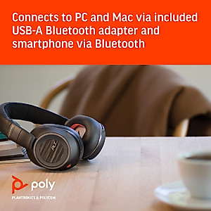 Plantronics - Voyager 8200 UC (Poly) - Bluetooth Dual-Ear (Stereo) Headset - USB-A Compatible to connect to your PC and Mac - Works with Teams, Zoom & more - Dual-Mode Active Noise Canceling