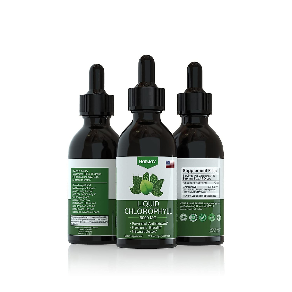Chlorophyll Liquid Drops - 100% Natural Energy Booster and Immune Support - Internal Deodorant and Detox - Altitude Sickness Relief - Fast Absorption, Vegan & Non-GMO - 120 Servings (Pack of 1)