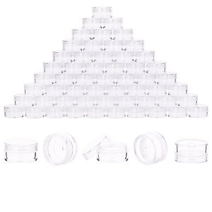 60Pcs 3 Gram Plastic Cosmetic Containers with Lids for Lotion, Creams, Toners, Lip Balms, Makeup Samples Jars BPA free (3g-60pcs, clear)