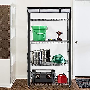 Dalema Waterproof Shelf Cover,Heavy Duty Dustproof Storage Shelving Unit Cover,Durable Steel Organizer Wire Rack Cover,Shelf Display Rack Protective Cover with Zipper.(Black,Fits 32x16x62 Shelf)