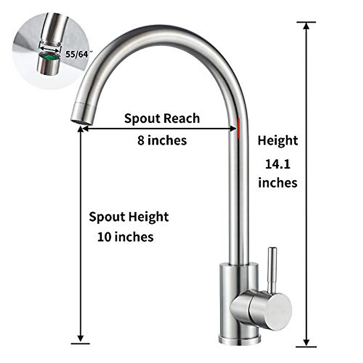 Kohonby Single Handle High Arc Kitchen Faucet Stainless Steel Brushed Nickel,Commercial Single Hole Kitchen Sink Faucet,Modern One Hole Bar Sink Faucet