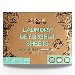 Laundry Detergent Sheets Eco Friendly - Plastic Free Strips 60 Loads (Unscented)