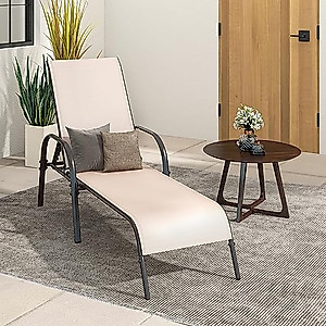 Giantex Set of 2 Adjustable Patio Chaise Lounge, Outdoor Folding Lounge Recliner Chairs w/Adjustable Backrest, Sturdy Metal Frame, Sunbathing Chair for Beach, Yard, Balcony, Poolside(Brown)