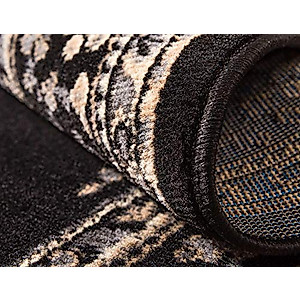 Unique Loom Reza Collection Traditional Persian Style Area Rug, 6 x 9 ft, Black/Beige