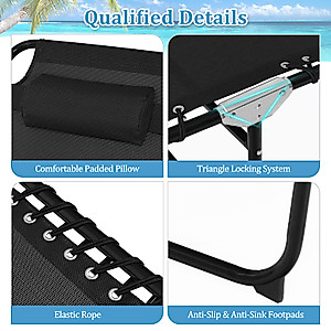 HAPPYGRILL Folding Lounge Chair with 4 Position Adjustable Backrest, Portable Lightweight Reclining Chair Recliner for Beach Camping Patio Lawn