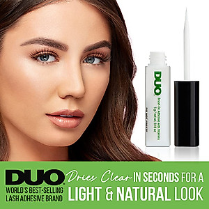 DUO Brush-On Strip Lash Adhesive with Vitamins A, C & E - Clear, Non-Irritating, Fast-Drying Lash Glue, Safe for Sensitive Eyes and Skin, for False Lashes, 0.18 oz, 2-Pack