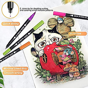 ZSCM 32 Colors Duo Tip Brush Markers Art Pen Set, Artist Fine and Brush Tip Colored Pens, for Kids Adult Coloring Books Christmas Cards Drawing, Note taking Lettering Calligraphy Bullet Journaling