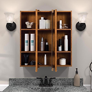 Zenith Products 23-3/4" W X 25-5/8" H X 4-1/2" D 24" Oak Frame Triview Medicine Cabinet MDF Body